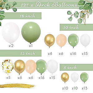 215 PC Bridal Shower Decorations Kit - Includes Balloon Arch & Boxes, A-Z Letters & More - Ideal for Sage Green Bachelorette Party, Olive Engagement and Wedding Shower