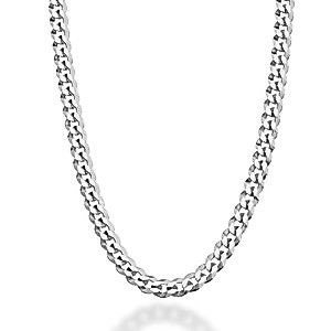 Miabella Solid 925 Sterling Silver Italian 5mm Diamond Cut Cuban Link Curb Chain Necklace for Women Men, Made in Italy (20 Inches)
