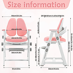 ROYALJOBO Adjustable Children's Table and Chair, Boys and Girls Aged 3 to 18 Years Old Learning Interest Chair, Adjustable Height, Suitable for Families, Schools,Student Chairs. (Pink)