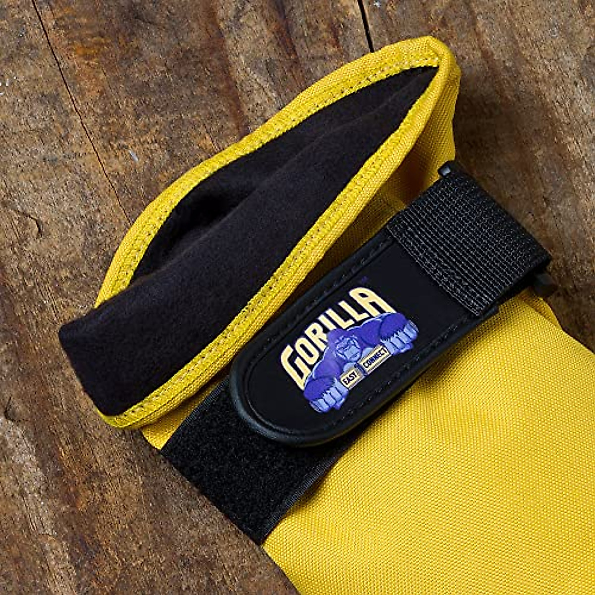 GORILLA EASY CONNECT Gardening Gloves Lightweight Tough Heavy Duty Long Sleeve Leather Pruning Gloves with Adjustable Strap - Yellow