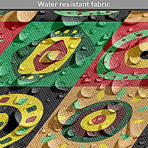 Ambesonne African Fabric by The Yard, Abstract Design with Trippy Shapes Culture Hieroglyph Print, Decorative Fabric for Upholstery and Home Accents, 1 Yard, Red Green