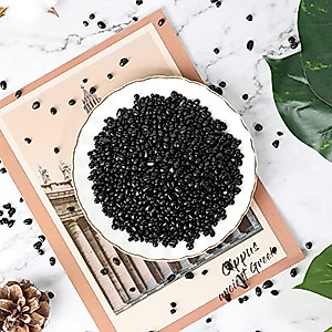 T4U Tumbled Chips Stones Crushed Black Gravels 1 LB, Irregular Shaped Natural Rock Pebbles, DIY Polished Rocks for Potted Plant, Bonsai, Vase Fillers Aquarium Decoration, Aquarium Gravel Rocks