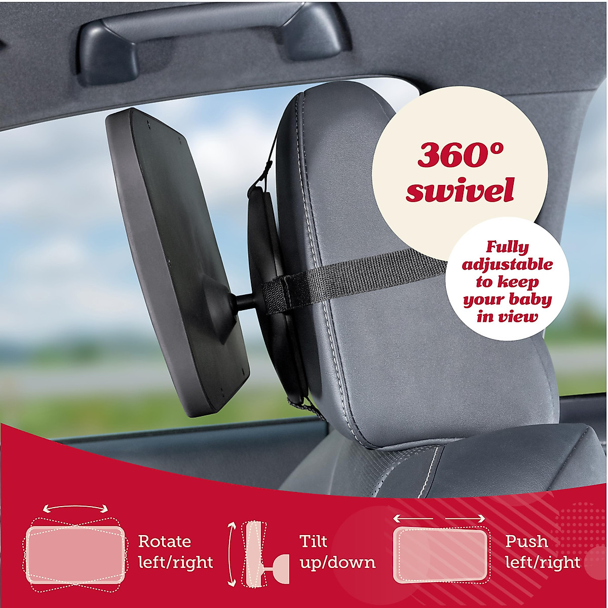 Lusso Gear Baby Car Mirror - Rear-Facing Infant Mirror for Car with Crystal Clear View - Secure Shatterproof Backseat Design, Black