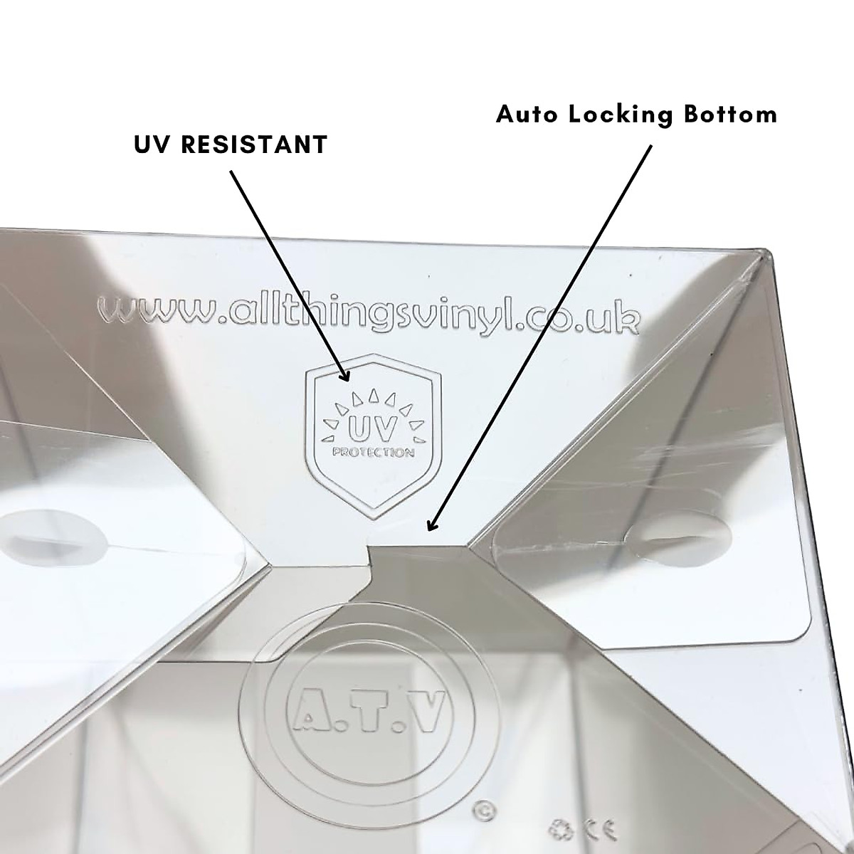 ATV Store, All Things Vinyl Premium UV 4" Protectors Vinyl Display Box Case Thickness 0.50mm GROOVED Edge Pack of 10