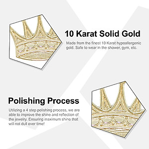 Charm America - Gold Crown Charm - 10 Karat Solid Yellow Gold (Large)