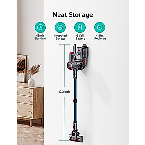 Aspiron Cordless Vacuum Cleaner, Vacuum Cleaners for Home with Large LED Touch Display, Brushless Motor, LED Headlights, Handheld Vacuum for Hard Floors, Carpets, Sofa, Car, Grey