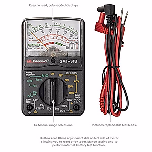 Gardner Bender GMT-318 Analog Multimeter, 6 Function, 14 Range, AC / DC Volt, 500V