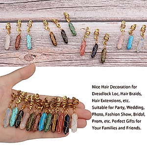 Messen 69 PCS Dreadlocks Jewelry Handemade Crystal Wire Wrapped Braids Hair Accessories Imitation Wood Beads Aluminum Hair Cuffs Coils Hair Rings Pearl Pendants for Hair Decoration (Gold)