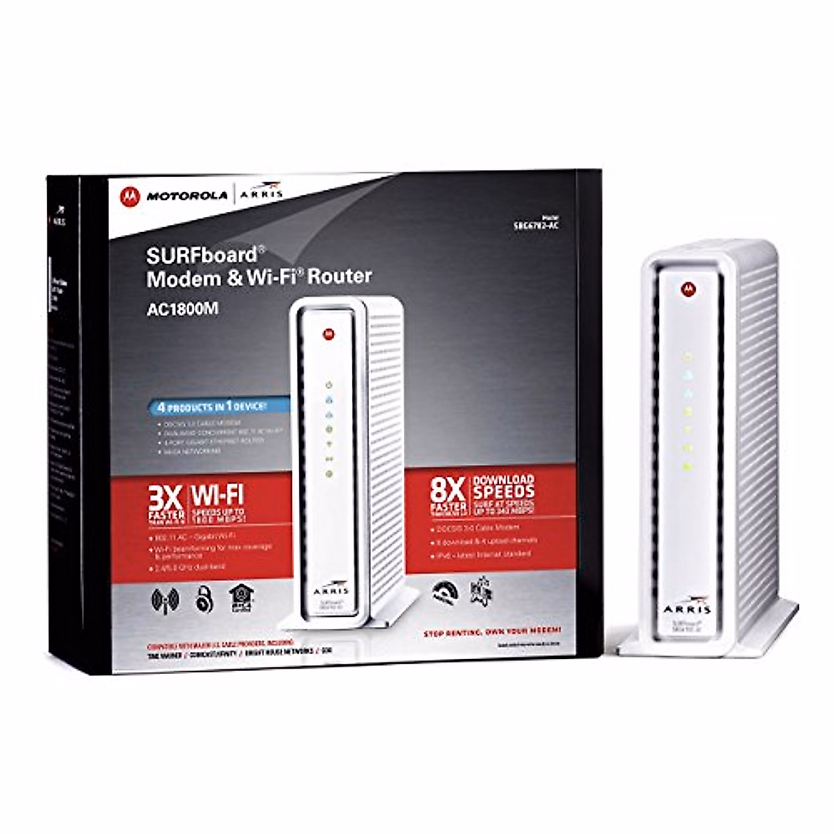 Motorola SURFboard eXtreme Cable Modem & Wi-Fi AC Router with MoCA Networking for Comcast, Time Warner, Cox, Charter, Suddenlink, Mediacom (SBG6782-AC) (Renewed)