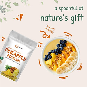 Organic Pineapple Powder, 8oz | 100% Natural Fruit Powder | Freeze-Dried Pineapples Source | No Sugar & Additives | Great Flavor for Drinks, Smoothie, & Beverages | Non-GMO & Vegan Friendly