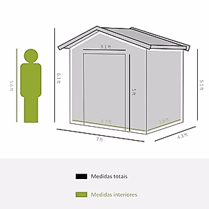 Outsunny 7' x 4' Outdoor Storage Shed, Garden Tool House with Foundation, 4 Vents and 2 Easy Sliding Doors for Backyard, Patio, Garage, Lawn, Green
