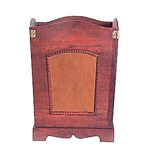 Vintiquewise Rustic Cherry Wooden Decorative Trash Bin with Handles