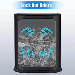 Anzoymx Stainless Steel Bathroom Trash Cans 1.8 Gallons Small Garbage Can with Pop up Lid, Metal Narrow Wastebasket, Slim Waterproof Litter Trash Bins Set for Bedroom, Toilet, Office (Black)