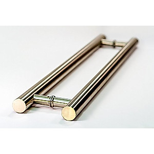 12 Inch Round Shape Bar Stainless Steel Modern Contemporary Entry Door Handle Bar Ladder Pull Shower Glass Sliding Barn Door Entrance Kitchen Interior Exterior Door Pull Push Brush Nickel Satin Finish