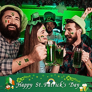 St Patricks Day Accessories Temporary Tattoos 10 Sheets,Saint Patricks Day Accessories Green Shamrock Irish Waterproof Clover Tattoo Stickers for Women Men,St Patricks Day Decor Party Favor Supplies