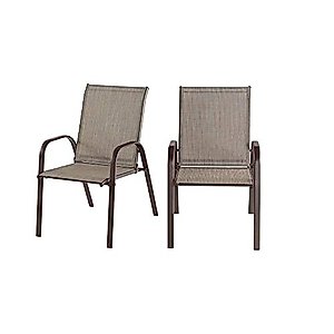StyleWell Mix and Match Dark Taupe Steel Sling Outdoor Patio Dining Chair in Riverbed Taupe Tan (2-Pack)