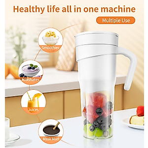 Portable Blender for Shakes and Smoothies, Mini 20000rpm Personal Blender with 6 Ultra-Sharp Blades, 16 Oz Non-BPA Mixing Juicer Rechargeable 4000mAh Electric Blender Bottles for Home, Gym, Office