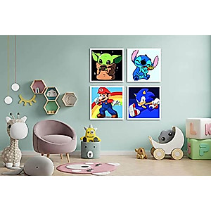 Cartoon Paint by Number for Kids - 4 Pack Cartoon Paint by Numbers for Kids Ages 4-8-12, Easy Paint with Numbers DIY Acrylic Oil Painting Kits for Home Wall Decor 8X8inch