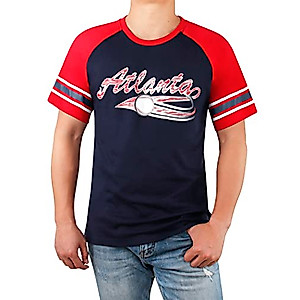 Geneisteck Mens City Baseball Fans Athletic Crew Neck Tee Raglan T-Shirts - Navy & Red - Size: M