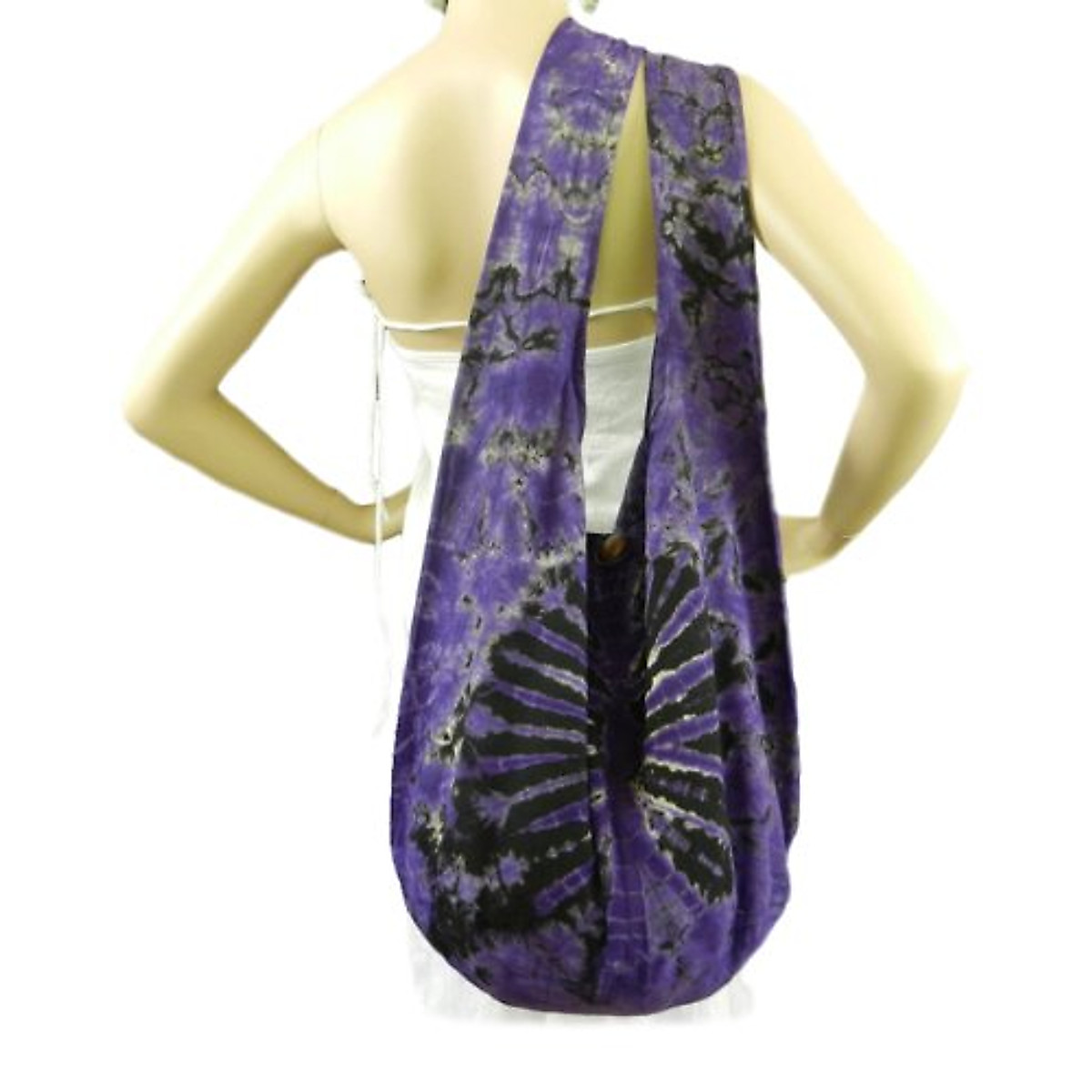 BTP! Tie Dye Sling Crossbody Shoulder Bag Purse Hippie Hobo Cotton Bohemian Colorful Firework (Purple VJ4)