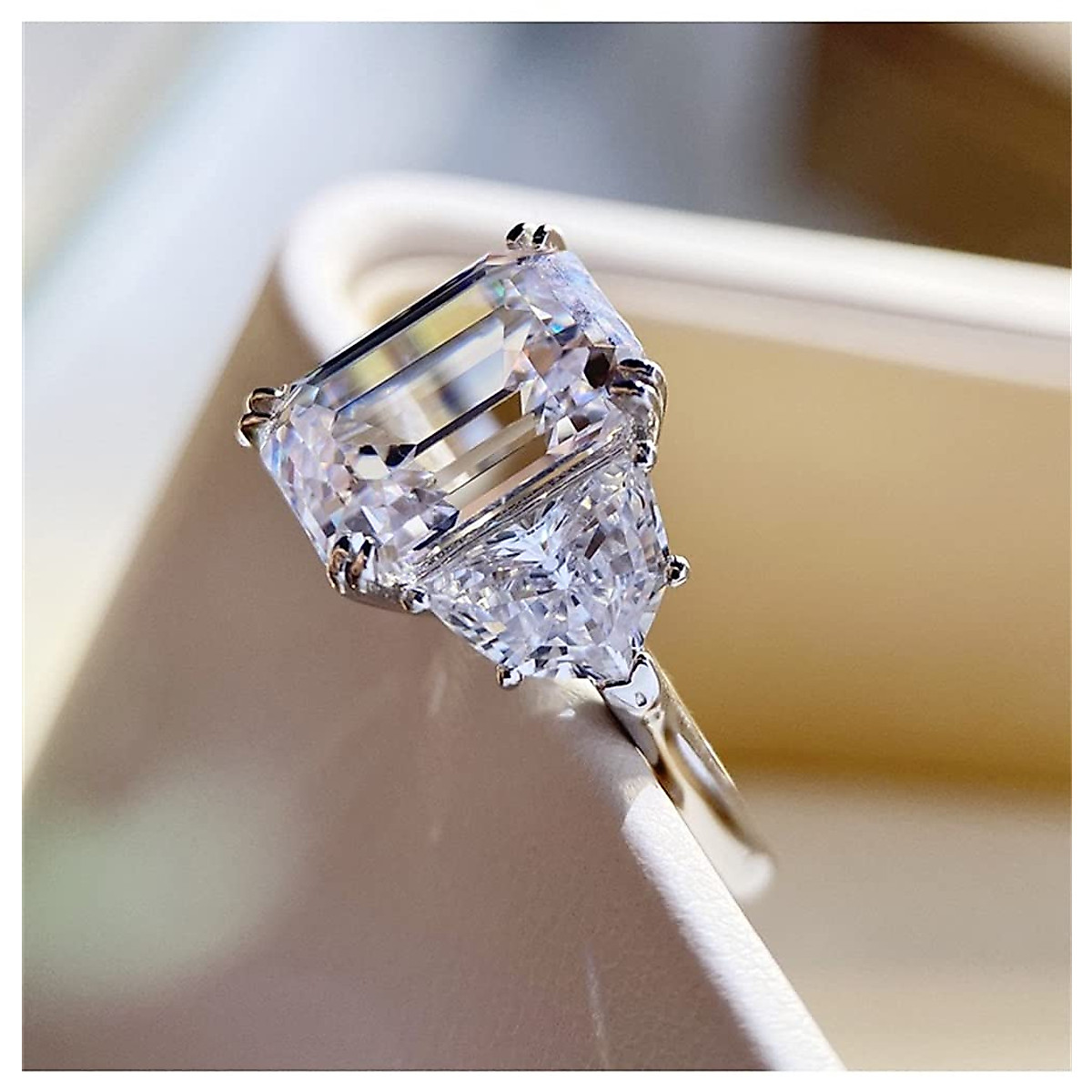 SixTwo 925 Sterling Silver Princess Square Cut 5.0 ct AAA Cubic Zirconia Rings White Crystal CZ Diamond Eternity Engagement Wedding Band Ring Promise Ring for Women ST.189 (7)