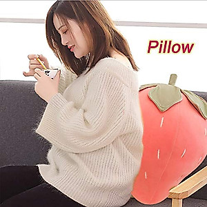 Cute Fruit Stuffed Strawberry Super Soft Girls Pillows，Soft Kawaii Strawberry Shaped Toy-Home Car Decoration Throw Pillow Birthday for Girls, Boys, Friends (9.84 in) (Green)