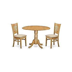 East West Furniture DLVA3-OAK-C Dining Table Set, 3-Piece
