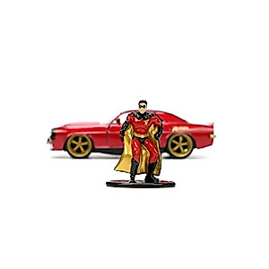 DC Comics 1:32 1969 Chevy Camaro Die-cast Car w/ 1.65" Robin Figure, Toys for Kids and Adults