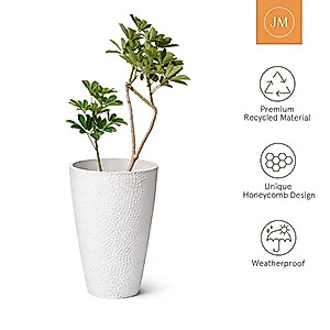 LA JOLIE MUSE Tall White Planter for Indoor Plants,20 Inch Tall Round Planter, Modern Flower Pot Containers,Large Decorative Tree Plant Pot,1 Pack