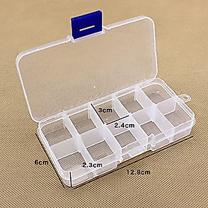 Plastic Organizer Box 10 Grids Craft Storage with Adjustable Dividers, Bead Organizer Fishing Tackles Box Crafts Thread Organizer, Clear Plastic Organizer Box Storage Container Jewelry Box E