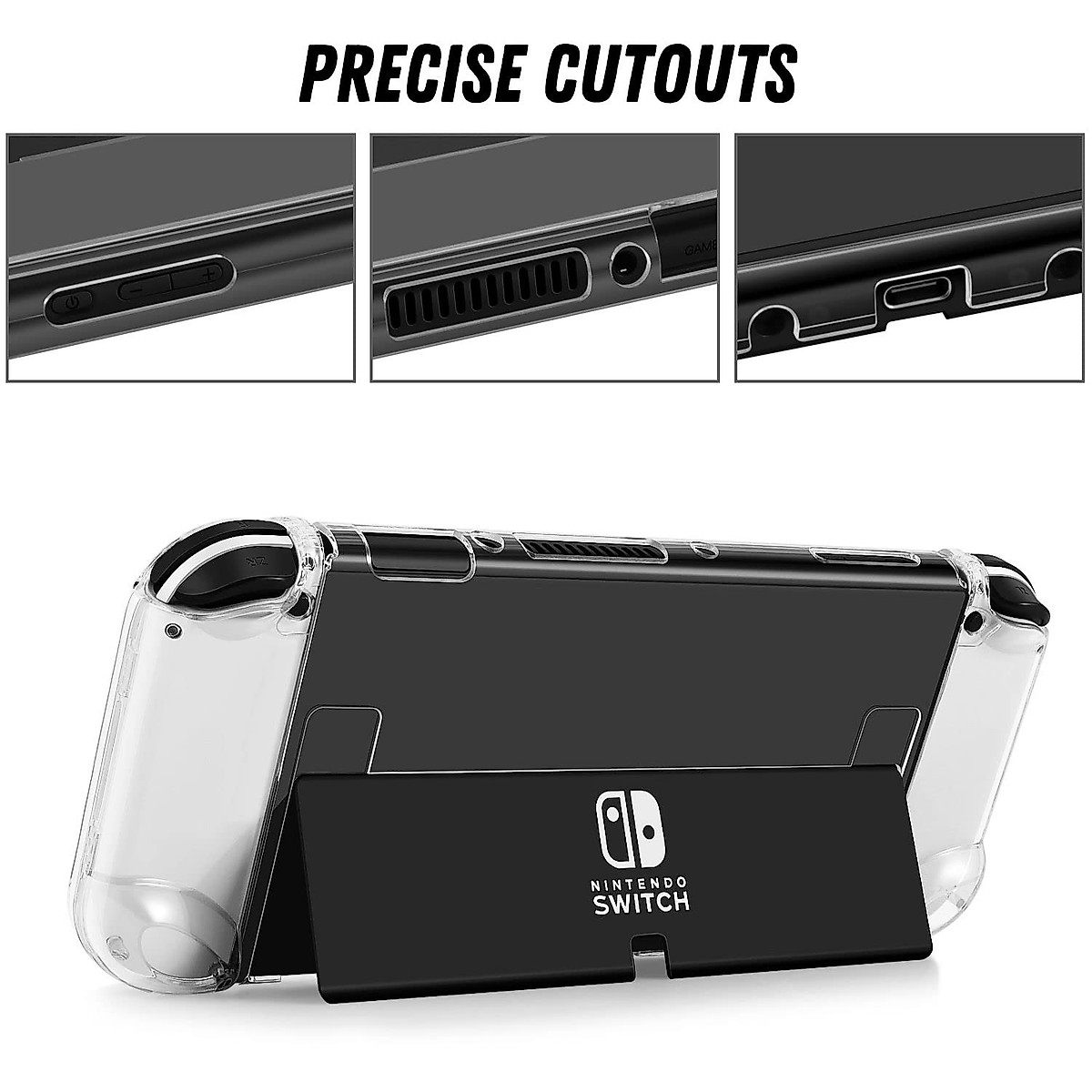 TNP Dockable Case for Nintendo Switch OLED Clear Case Protector - Transparent Oled Switch Skin Protective Grip Case with Screen Protector and 8 Thumb Caps for Nintendo Switch OLED Accessories 2021