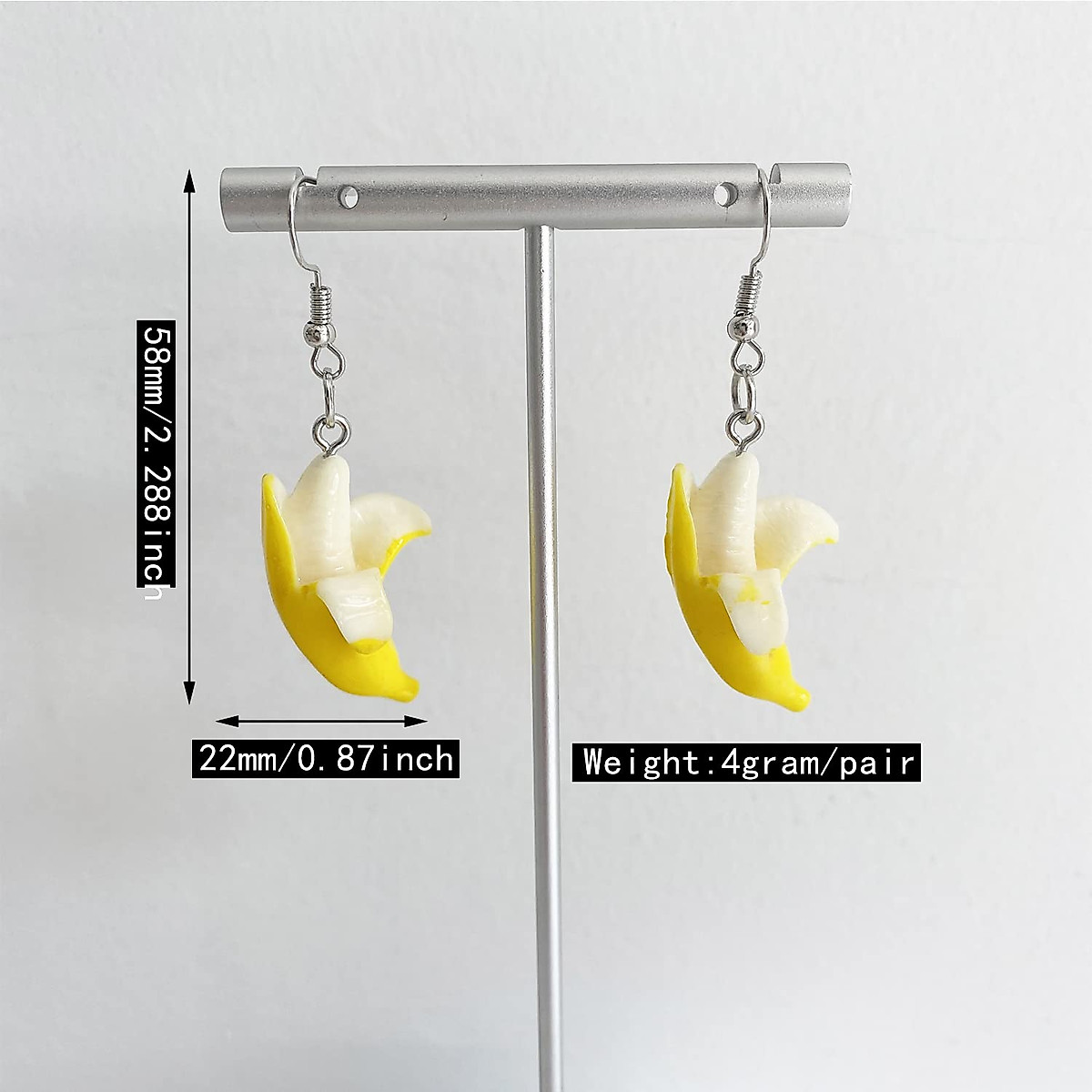 SLSF Cute Lifelike Fruits Resin Imitate Food Banana Dangle Drop Earrings for Women Summer Beach Holiday Jewelry (Banana 1)