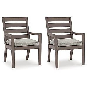 Signature Design by Ashley Hillside Barn Outdoor Dining Arm Chair, Set of 2, 25" W x 27" D x 37" H, Light Brown & Light Gray