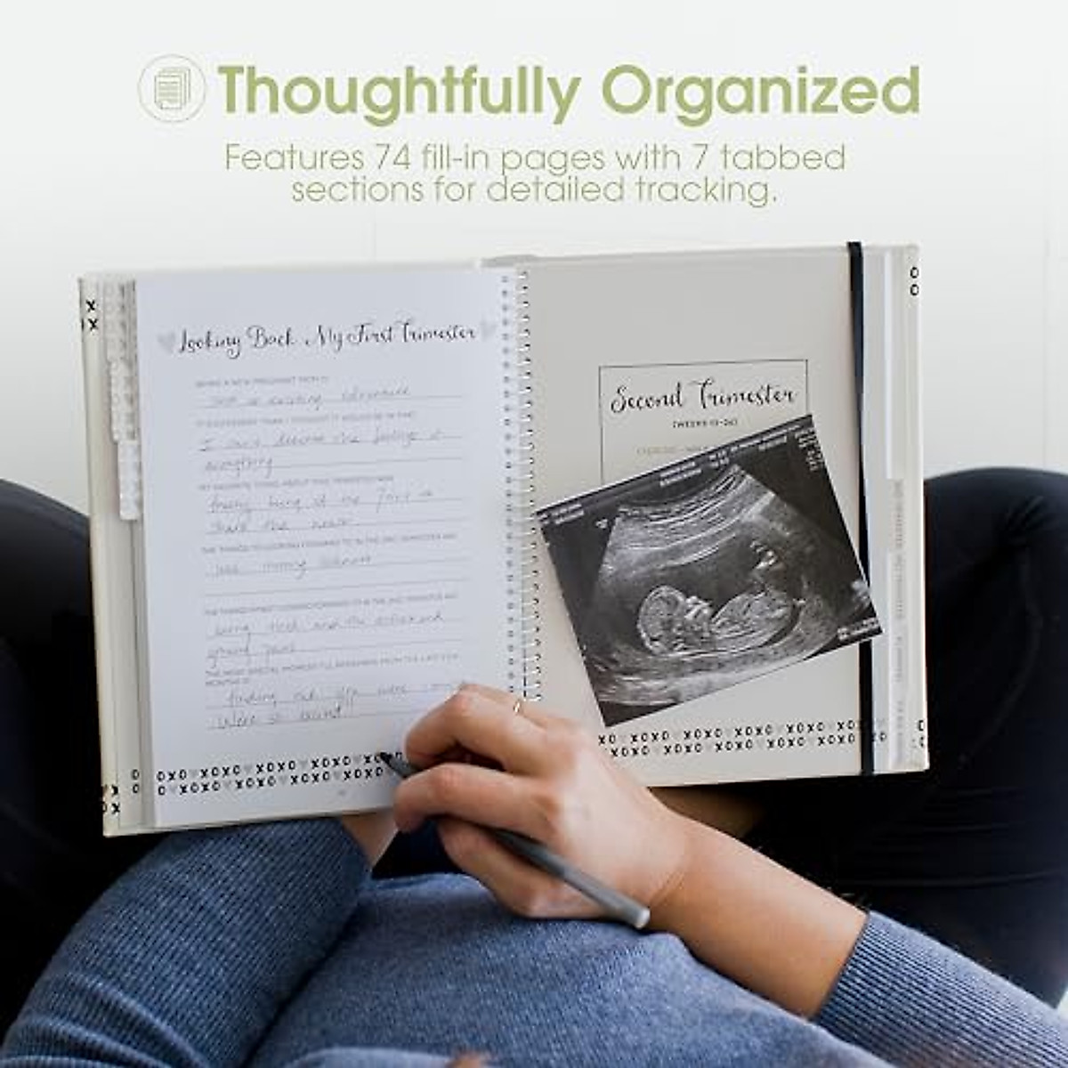 Pearhead My Pregnancy Journal - 74-Page Memory Book and Photo Album, Gender Neutral Planner for Expecting Moms, Includes Milestone Sections and Ultrasound Photo Insert