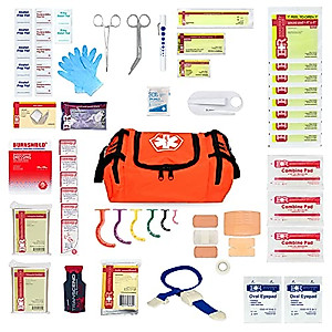 Dixie EMS First Responder Fully Stocked Trauma First Aid Kit – Orange