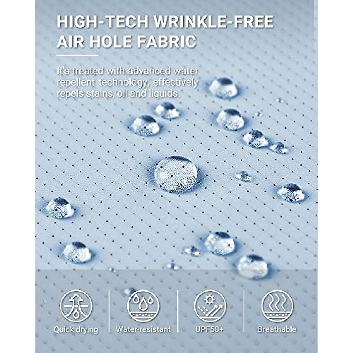 Outdoor Ventures Men's UPF 50+ UV Sun Protection Shirt, Long Sleeve Hiking Fishing Shirt Cooling Quick Dry for Safari Travel Light Blue