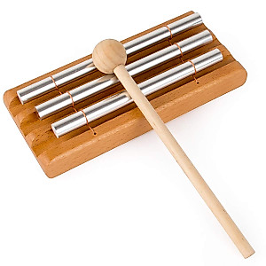 Meditation Trio Chime, AKLOT Chime Three Tone Trio Chime Bell Hand Percussion Chimes for Prayer Meditation Yoga Teachers' Classroom Management
