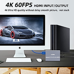 MYPIN 4K 60fps Audio Video HDMI Game Capture, Live Gamer Portable Pass-Through 4K Full HD 1080P 60fps USB3.0 Capture Card Ultra Low Latency Record Stream for Xbox, PlayStation, Nintendo Switch
