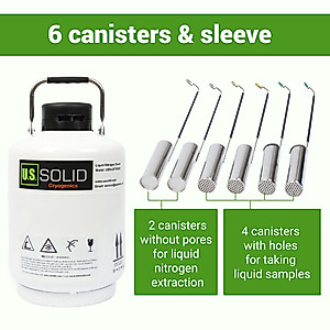 U.S.SOLID 6L Cryogenic Container Liquid Nitrogen Tank Semen Dewar with 6 Canisters Carry Bag