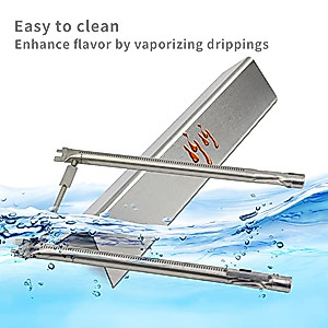 BTCDR 3 Pack Spirit Grill Replacement Parts for Weber Spirit 15.3 Inch 7635 Flavorizer Bars and 69785 Burner Weber Spirit I & II 200 with Front Control, Spirit E210, E220, S210, S220