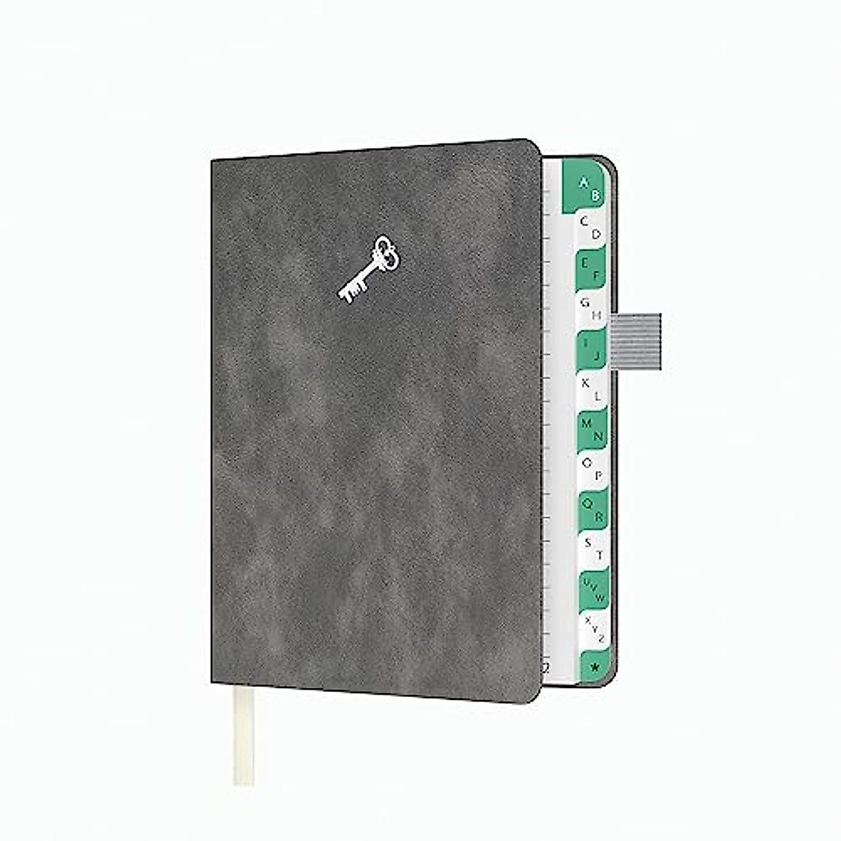 QSSRWNAO Password Book with Alphabetical Tabs, Leather Hardcover Password Notebook, Password Keeper Internet Password & Address Organizer Logbook for Website Logins, B6 Size,Pen Loop (Grey)