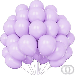 PatiCool Light Purple Balloons - 12 inch 100pcs Latex - Round Pastel Purple Birthday Balloons with 2 Ribbons, Lilac Lavender Balloons for Birthday Party, Wedding, Anniversary, Baby Shower Decorations