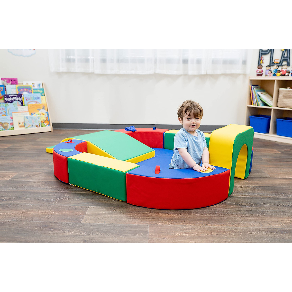 Children's Factory Playring with Tunnel & Slide, Primary, CF322-162, Foam Baby Climber, Kids and Toddler Indoor Climbing Toy, Playroom or Daycare Use, Rainbow