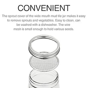 4 Pack Sprouting Lids, Mason Jar Sprouting Lids 20 Mesh 304 Stainless Steel Regular Mouth Jar Screen Sprouting Kit Lids for Growing Bean, Broccoli, Alfalfa, Salad Sprouts and More
