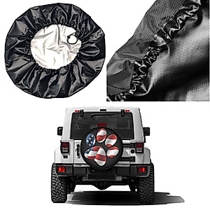Foruidea Paws Us American Flag Spare Tire Cover Dust-Proof Wheel Tire Cover Fit Trailer, RV, SUV and Many Vehicle 17 Inch