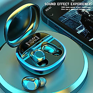 EKIDAZ Bluetooth 5.2 Earphones, Wireless Earphone with Charging Case, 9D Stereo Earphones in-Ear Built-in Mic Headset Sports Earbuds (Black)