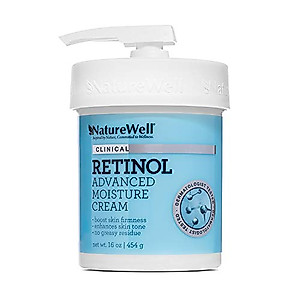 NATURE WELL Clinical Retinol Advanced Moisture Cream for Face, Body, & Hands, Boosts Skin Firmness, Enhances Skin Tone, No Greasy Residue, Includes Pump, 16 Oz