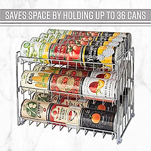 Kitchen Details 3 Tier Can Organizer | Canned Food Storage Rack | Kitchen Cabinet and Pantry Organization | Holds 36 Cans | Space Saving | Chrome