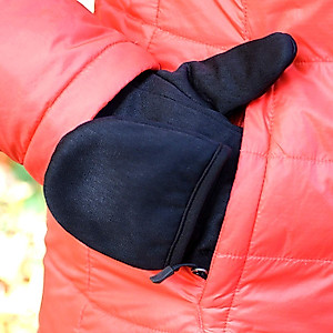 C9 Champion womens Flip Top Mitten and Fingerless Cold Weather Gloves, Black, One Size US