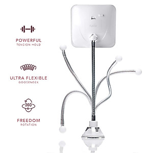 Fancii Flexible Magnifying Mirror 10X with LED Light and Gooseneck, Lighted Travel Makeup Mirror, Lock Suction, Natural Daylight LED, Cordless and Portable (Mira Plus)